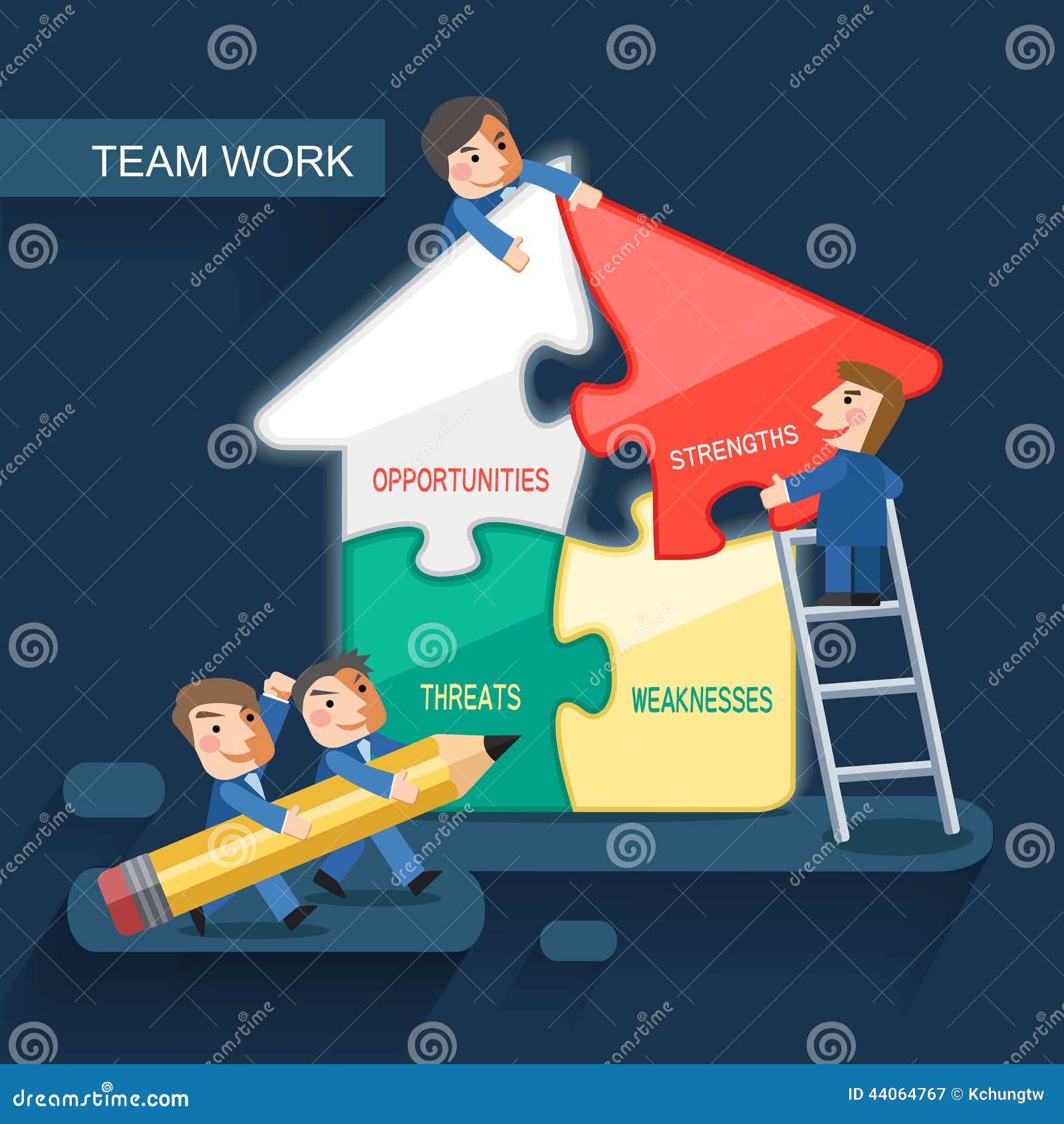Flat Design for Team Work Concept Stock Vector - Illustration of icon ...