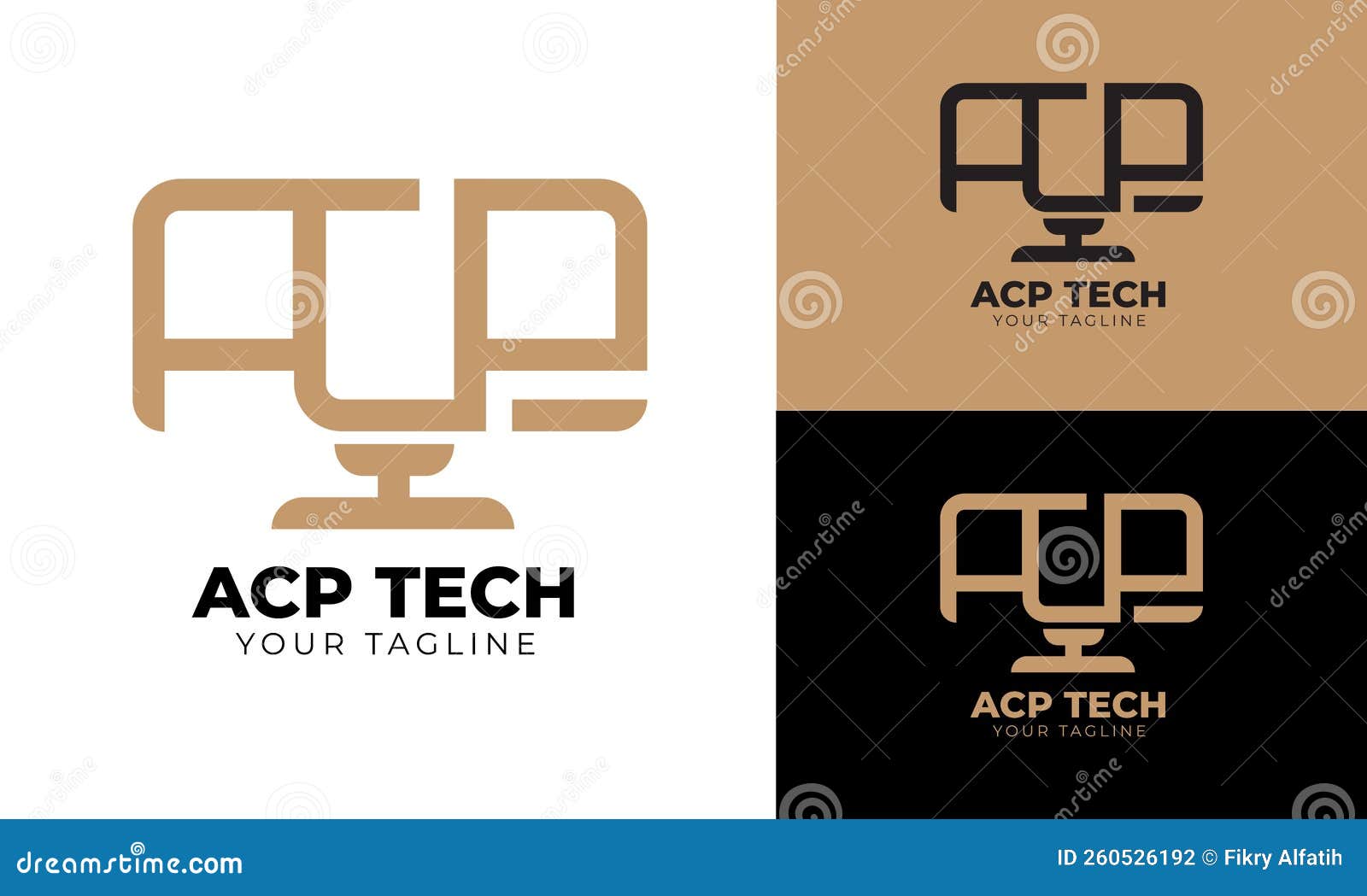 Flat Design Technology and Computer Line Logo Template Stock Vector ...