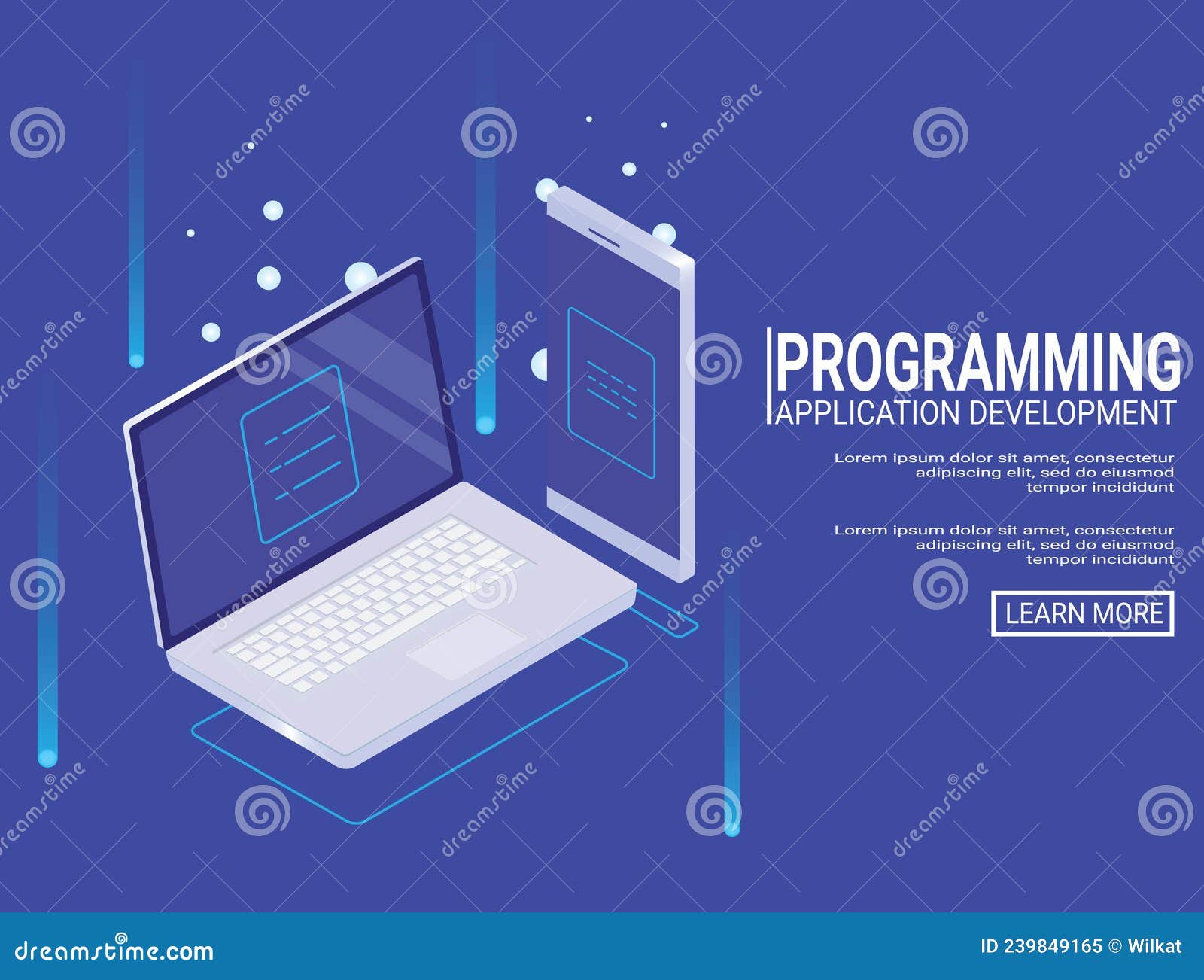 Flat Design of Technology,Huge Laptop and Smartphone with Programming ...