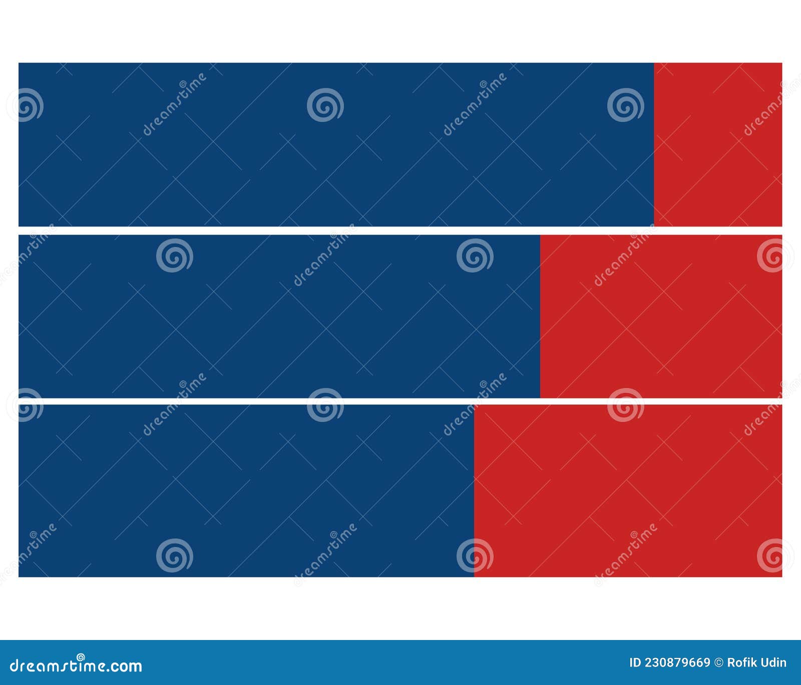 Flat Design Template Aggregated Bar Chart Gradation In Blue And Red ...