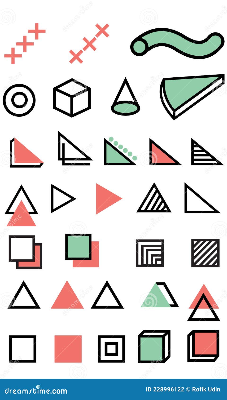 Flat Design Template of a Collection of Memphis Theme Design Bundles ...