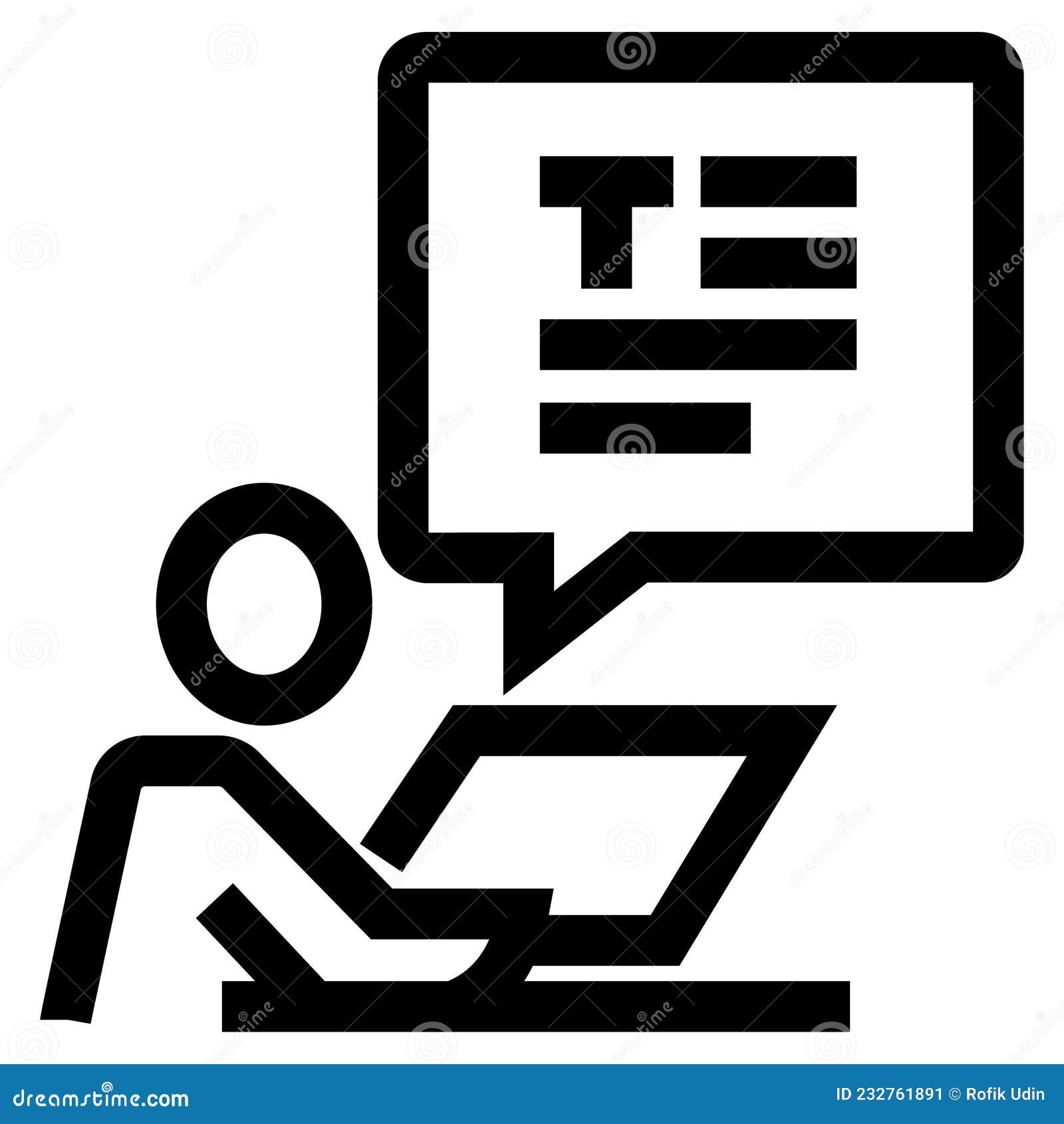 Flat Design Template Combination of People Icon with Computer and Text ...