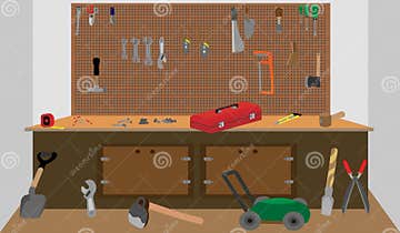 Flat Design Tools Room (vector Illustration) Stock Vector ...