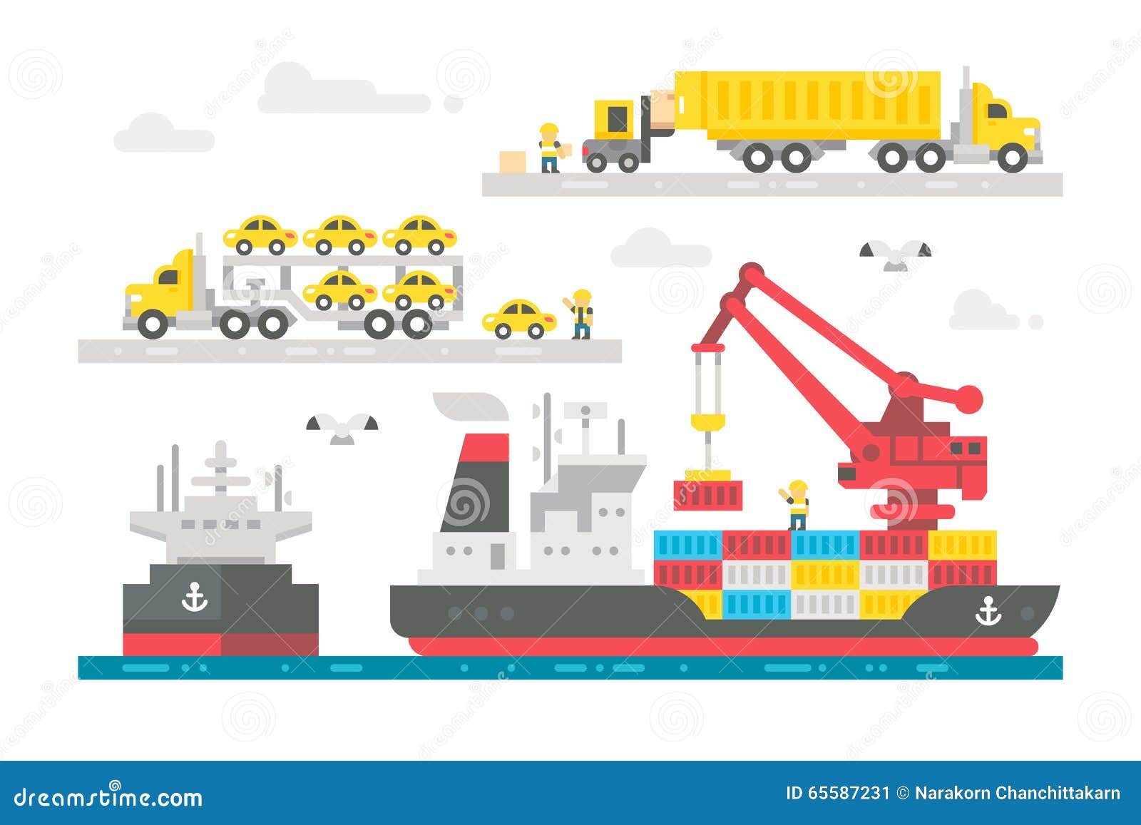 Flat Design Trading Port Activation Stock Vector - Illustration of ...