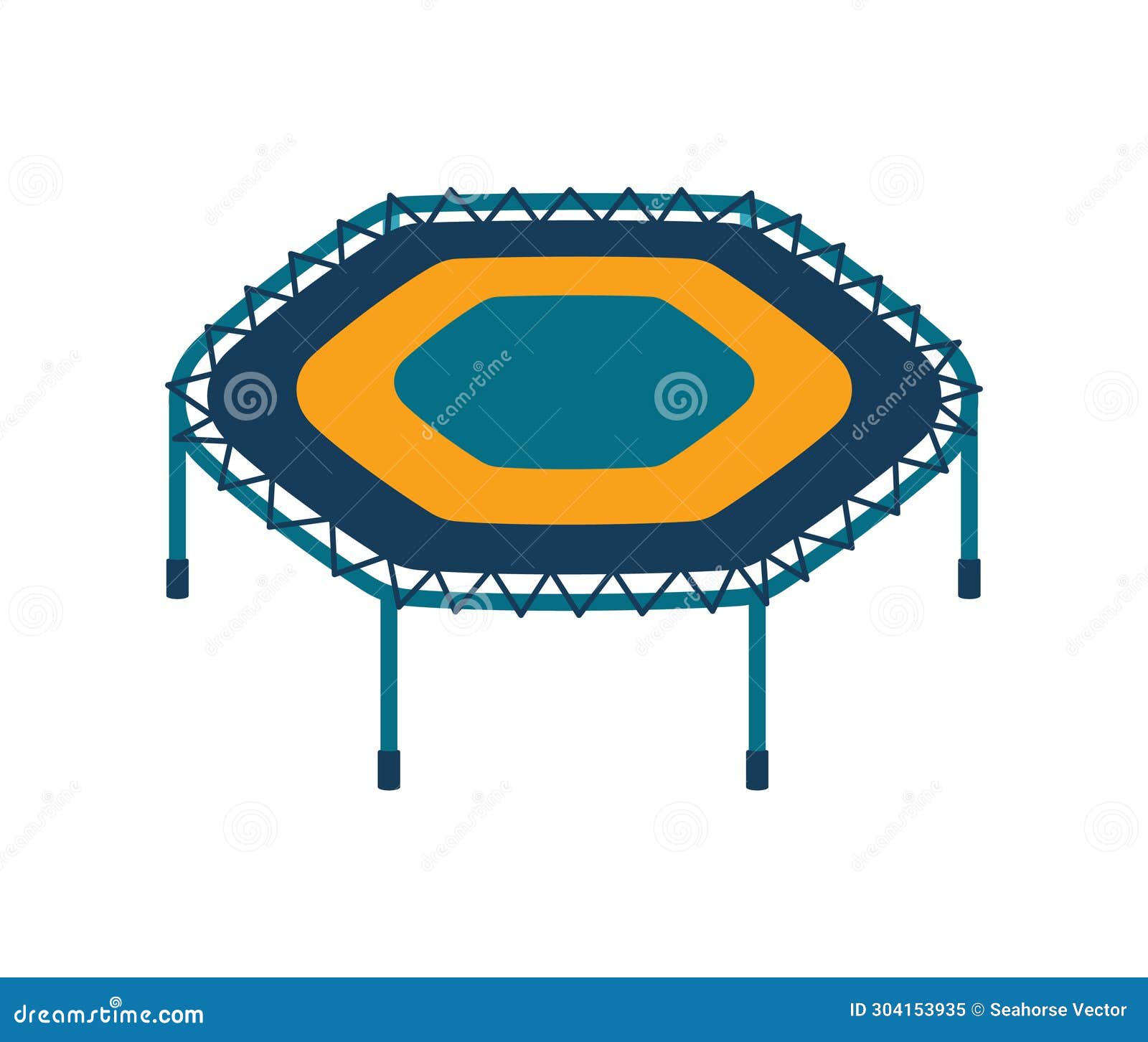 Flat Design Trampoline Isolated on White Background. Simple Geometric ...