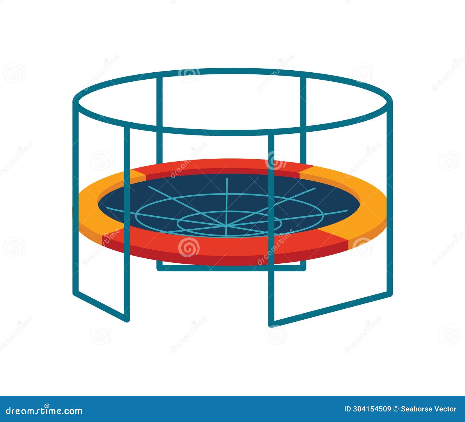 Flat Design Trampoline Isolated on White Background. Simple Geometric ...