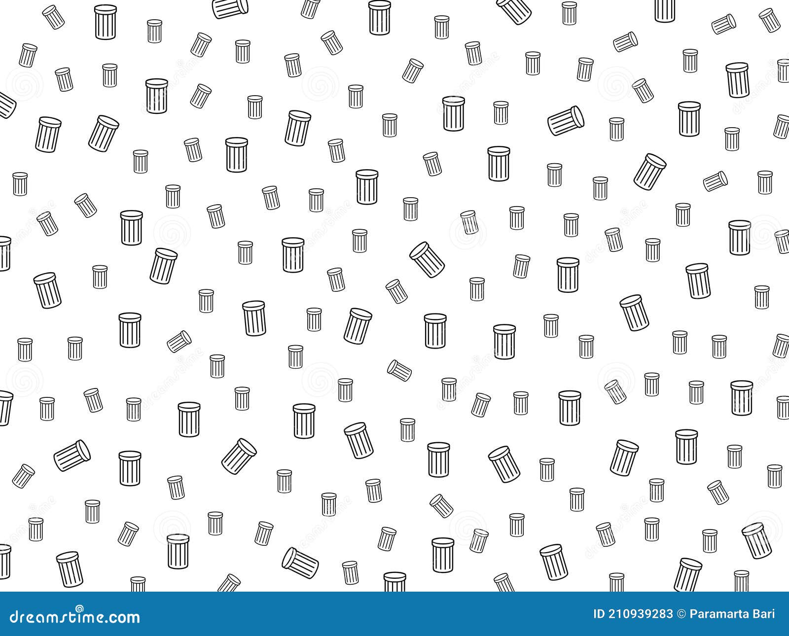 Flat Design Trash Can Sketch Pattern Isolated on White. Stock ...