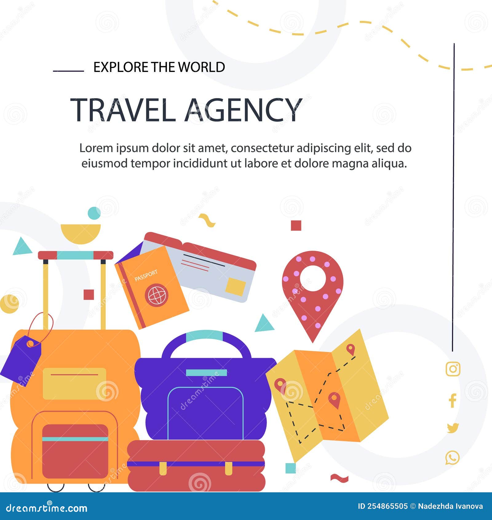 Flat Design Travel Agency Posts Vector Illustration Stock Vector ...