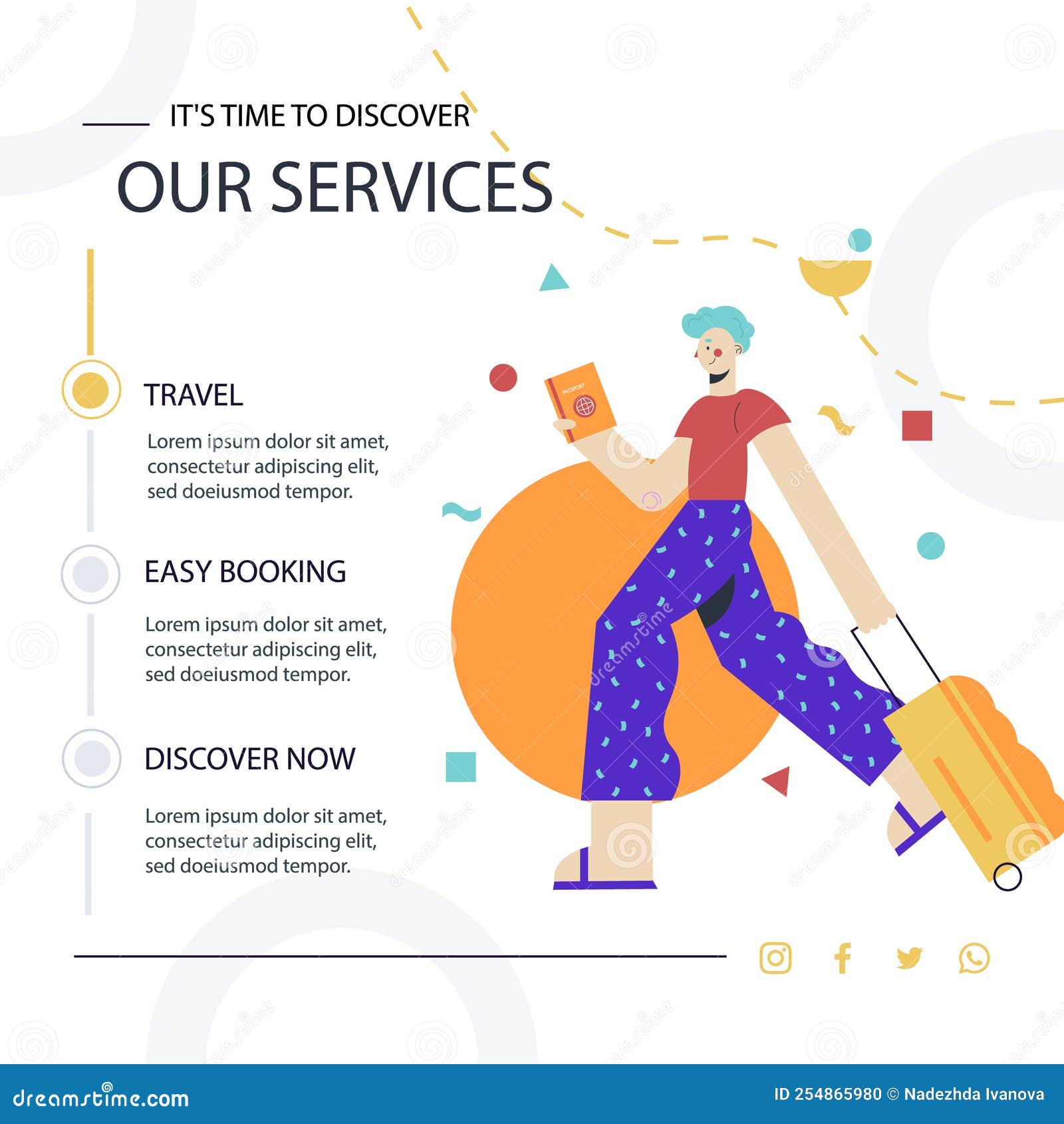 Flat Design Travel Agency Posts Vector Illustration Stock Vector ...