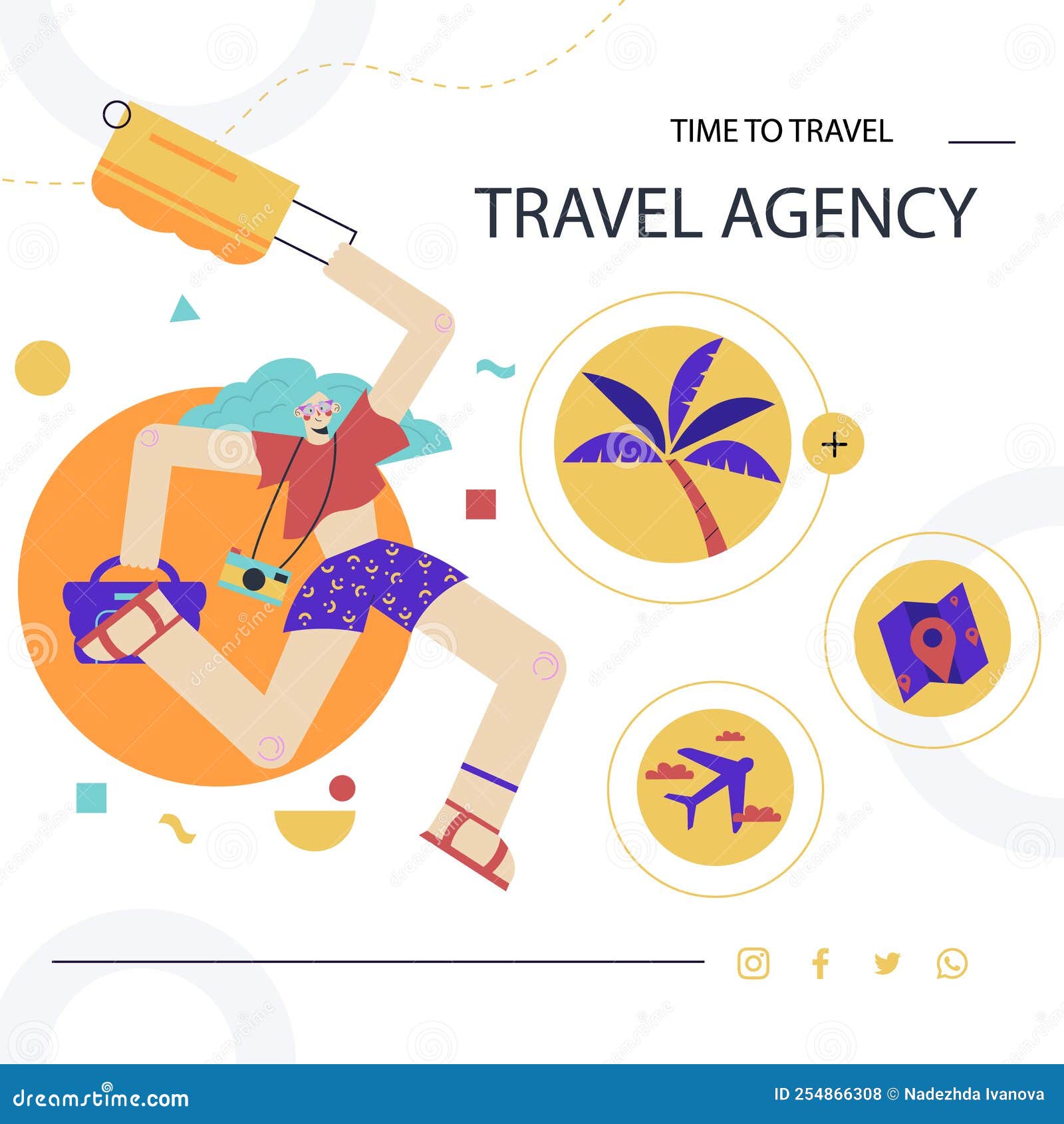 Flat Design Travel Agency Posts Vector Illustration Stock Vector ...