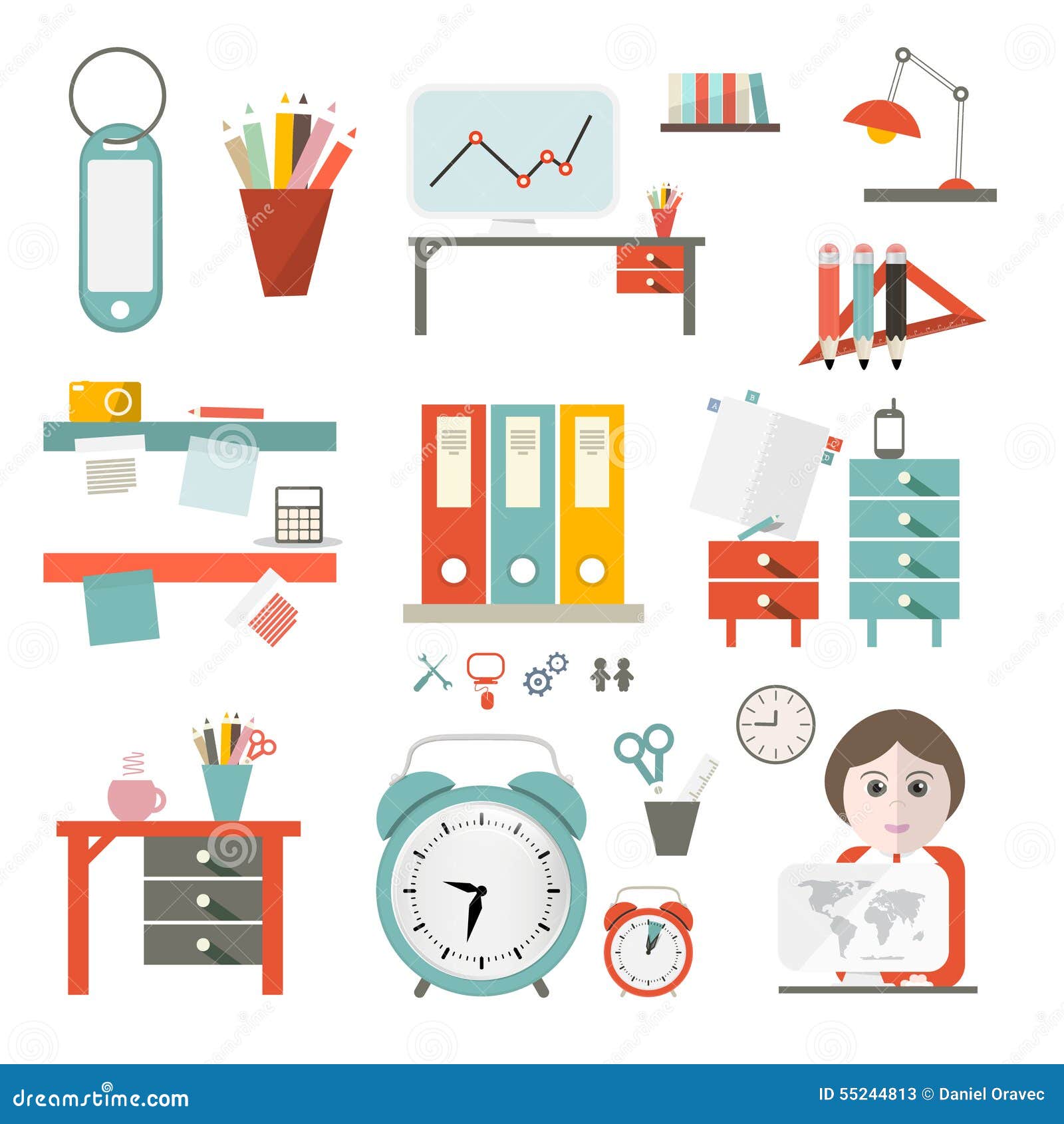 Flat Design UI Office Supply Vector Flat Design Illustration Stock ...
