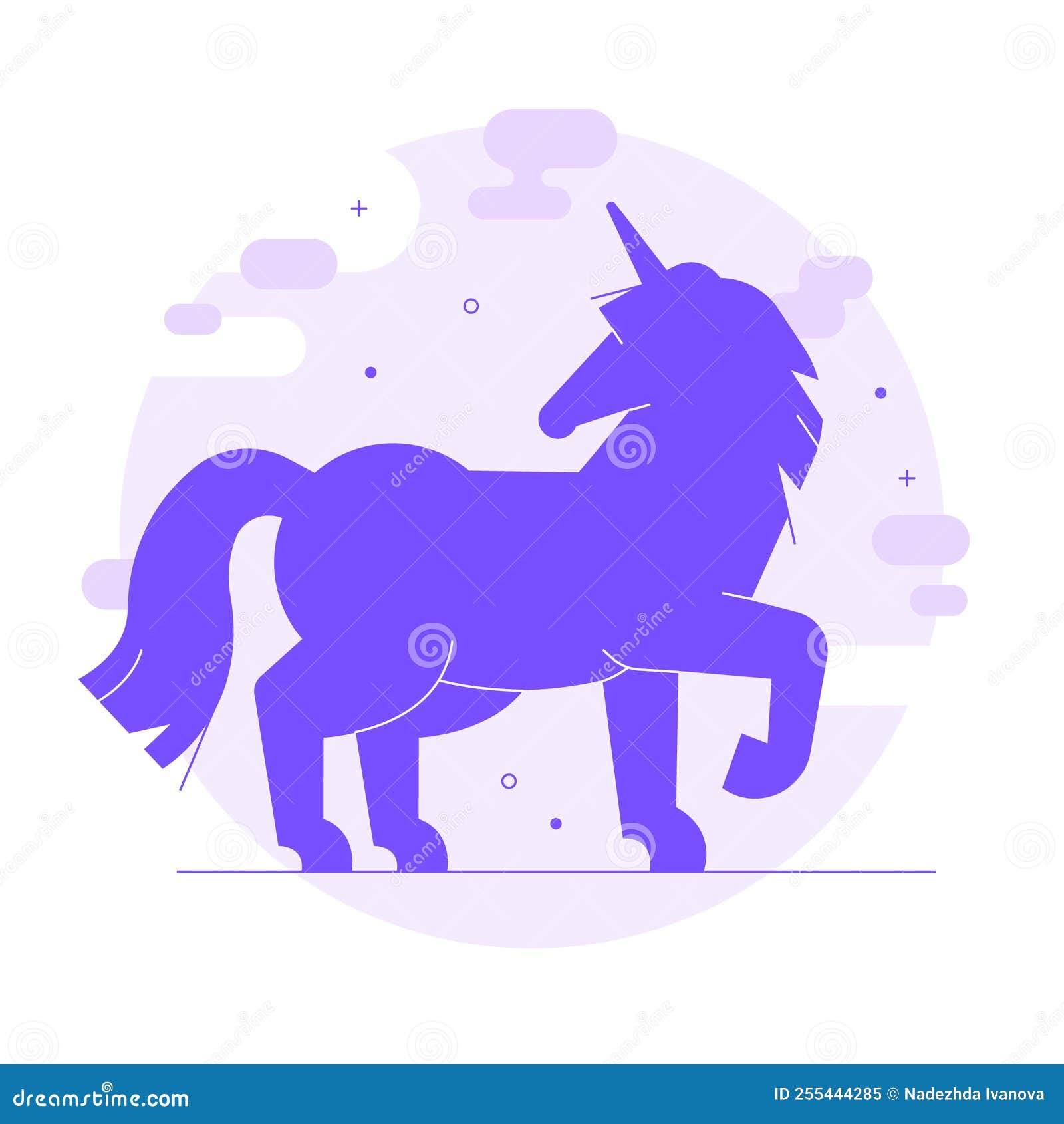Flat Design Unicorn Silhouette Vector Illustration. Stock Vector ...