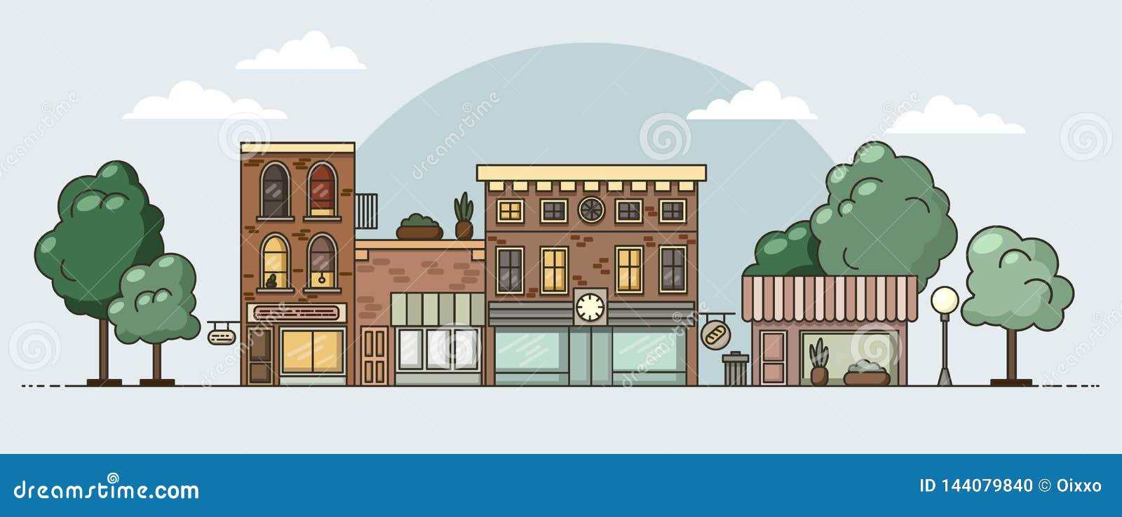 Flat Design Urban Colorful Landscape. Vector Illustration Stock Vector ...