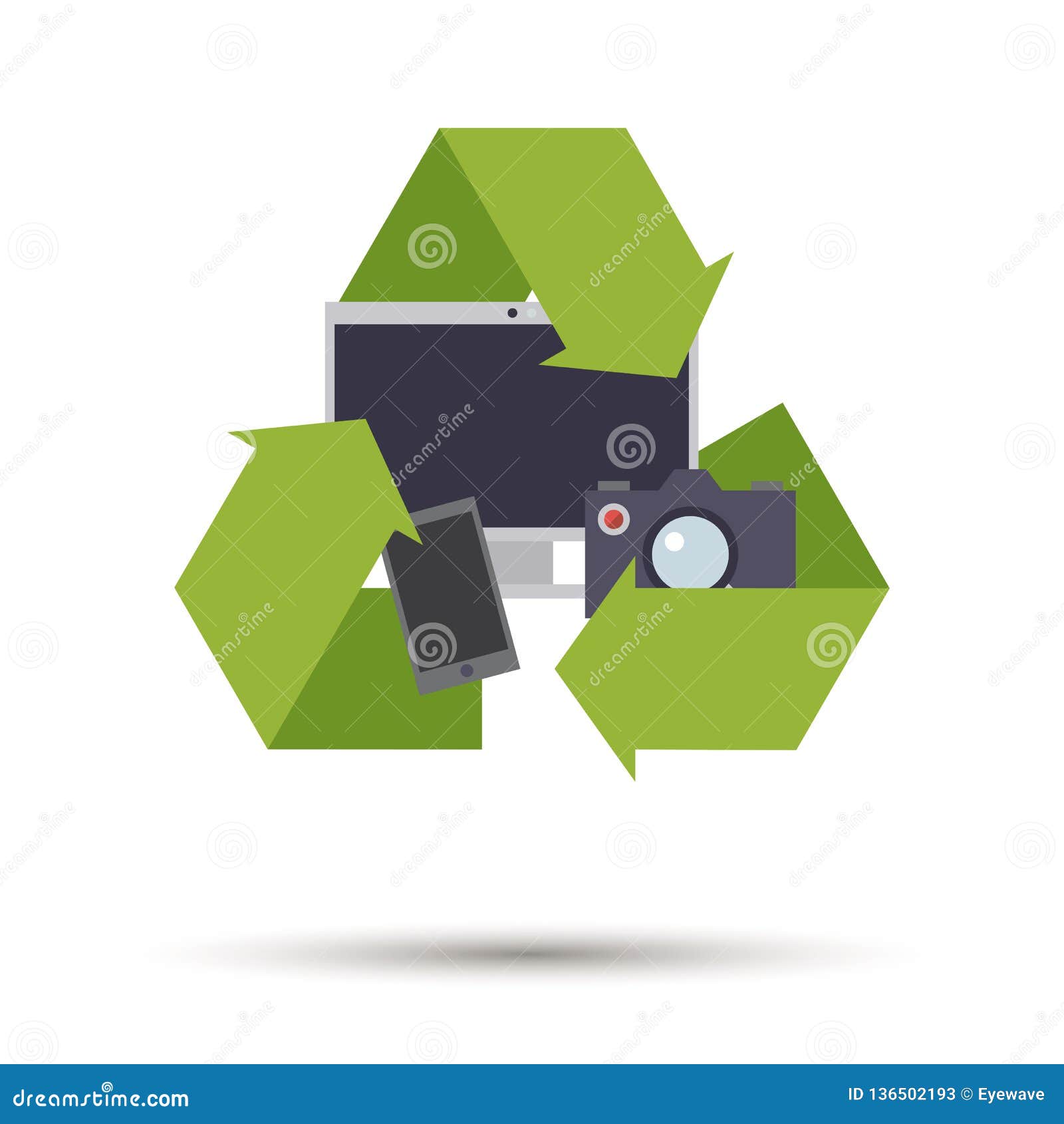 Flat Design Electronic Devices Recycling Symbol Vector Stock Vector ...