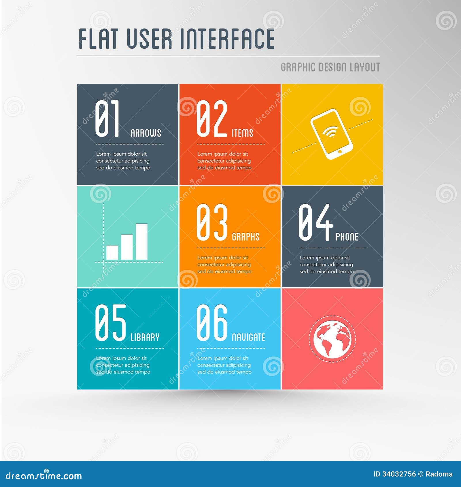 Flat design user inteface stock illustration. Illustration of ...