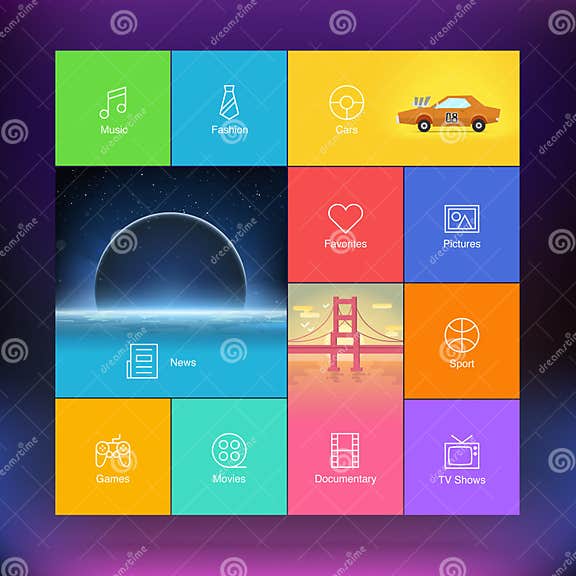 Flat Design User Interface Template Stock Vector - Illustration of element, metro: 51145684