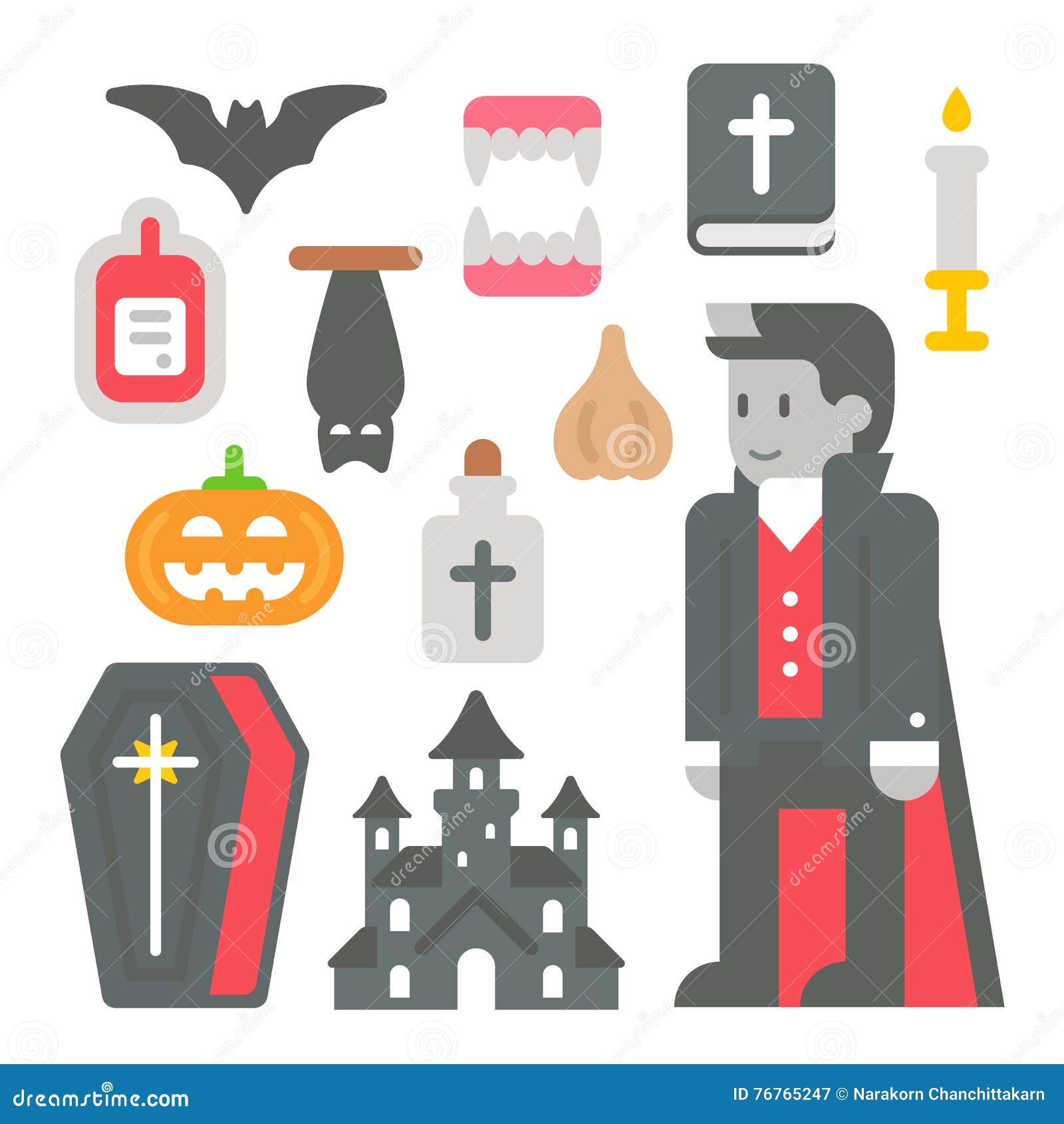Flat Design Vampire Item Set Stock Vector - Illustration of bible ...