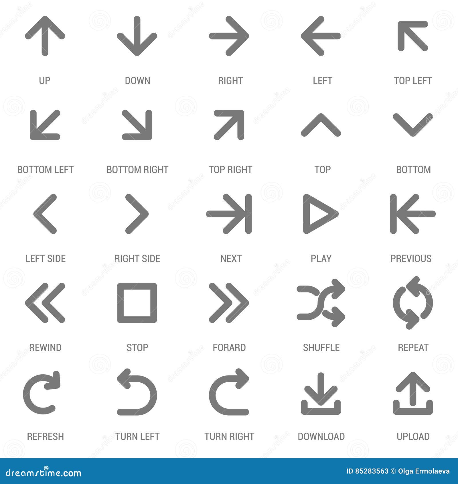 Flat Design Vector Arrow Icon Set Stock Vector - Illustration of ...
