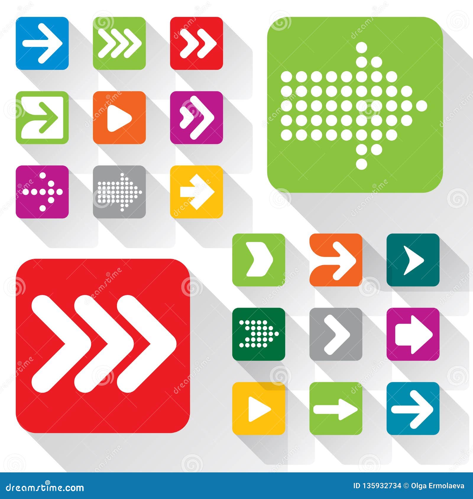 Flat Design Arrow Icon Set. Stock Vector - Illustration of orientation ...