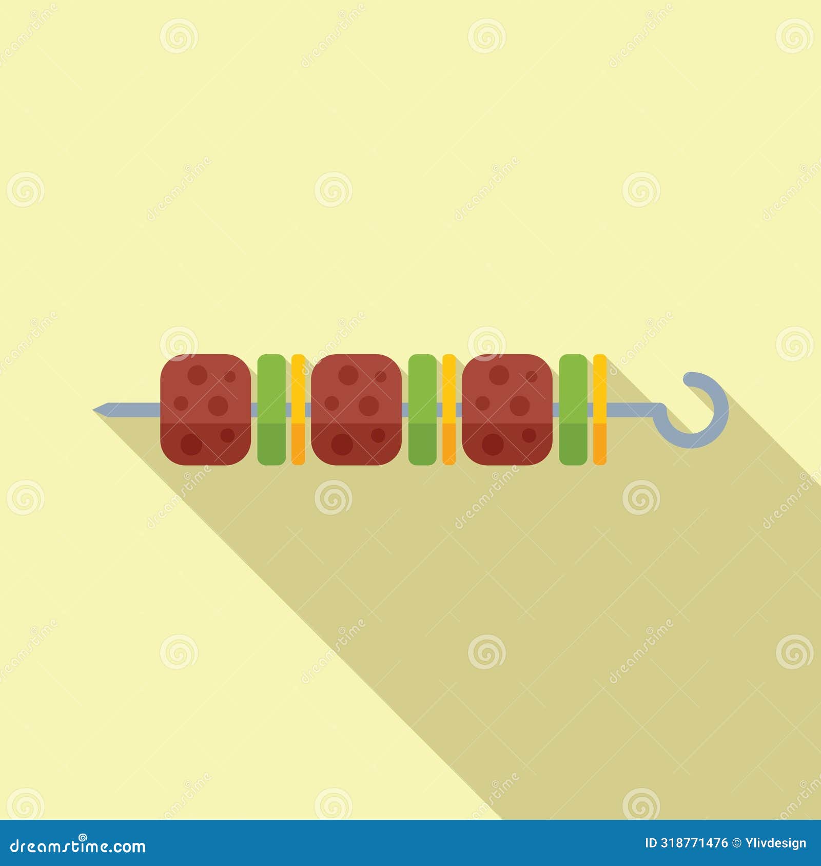 Vector Illustration of Cartoon Kebab on Skewer Stock Vector ...