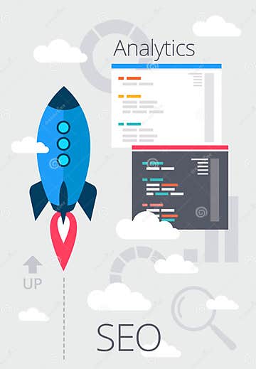 Flat Design Vector Concept of SEO Stock Vector - Illustration of ...