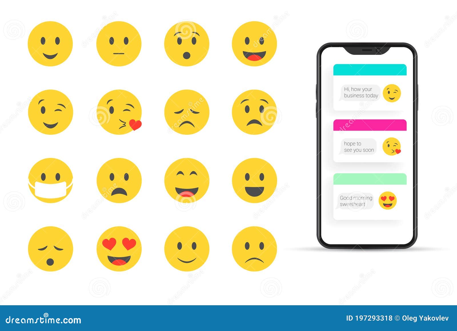 Flat Design Vector Emoji Set for Social Network Stock Vector ...