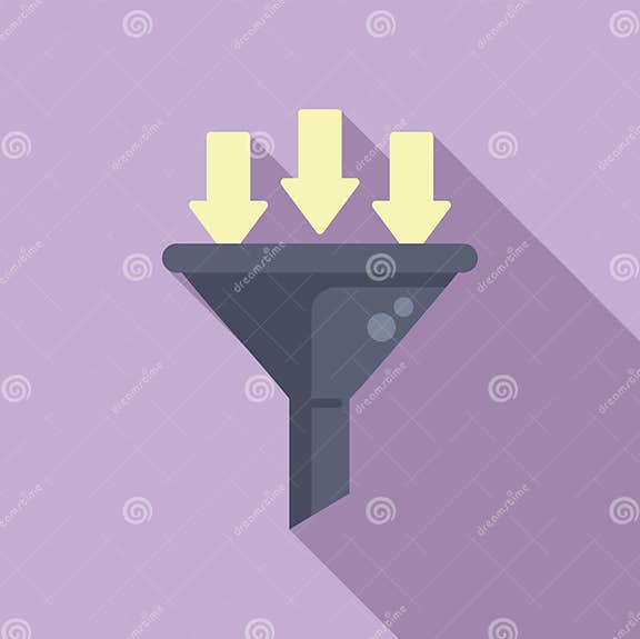 Flat Design Vector of a Funnel with Arrows, Representing Data Sorting ...