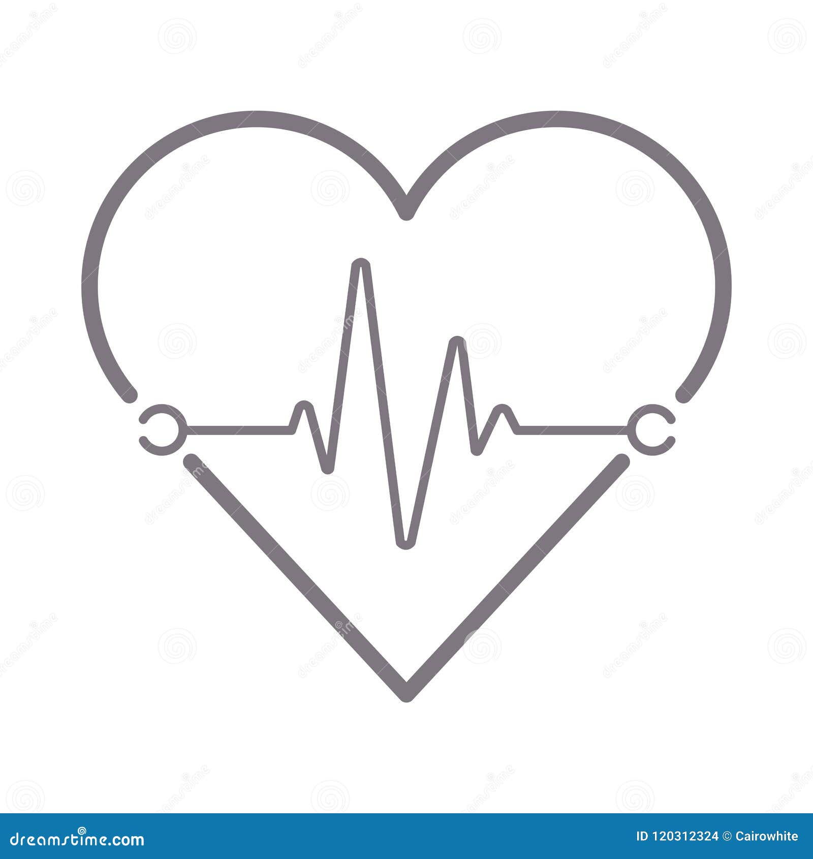 Simple Vector of Heart and Pulse in Grey Color Stock Vector ...