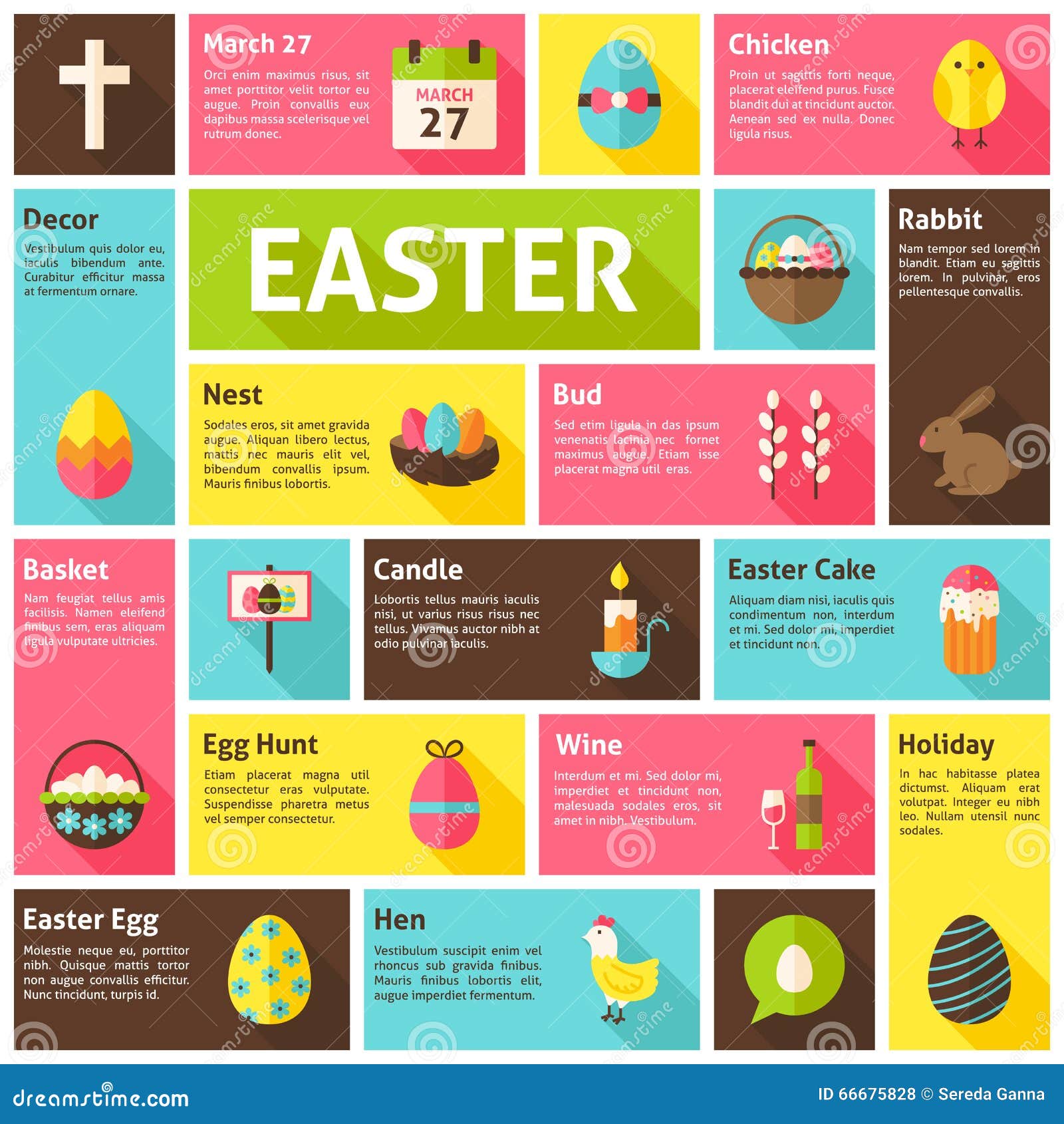 Flat Design Vector Icons Infographic Easter Concept Stock Vector ...