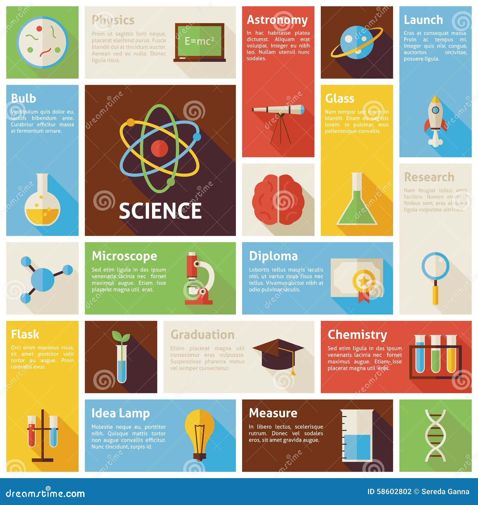 Infographic Science Template. Icons In Different Colors. Include ...