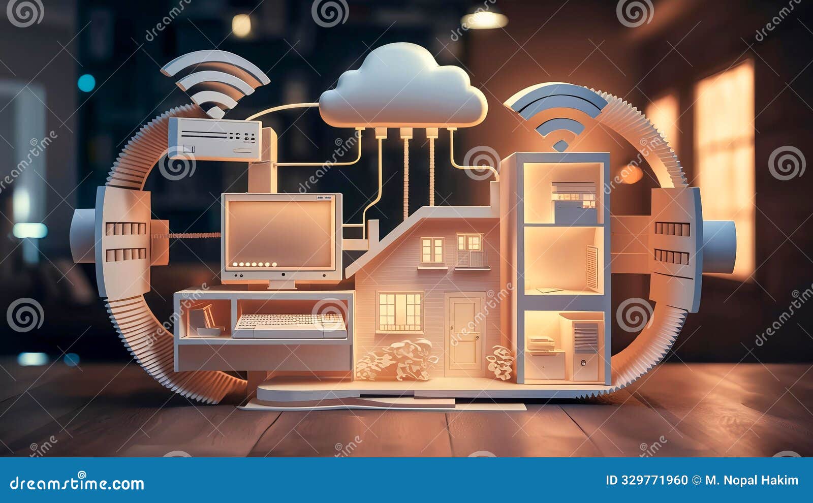 Flat Design Vector Illustration Concept of Computer and Connected ...