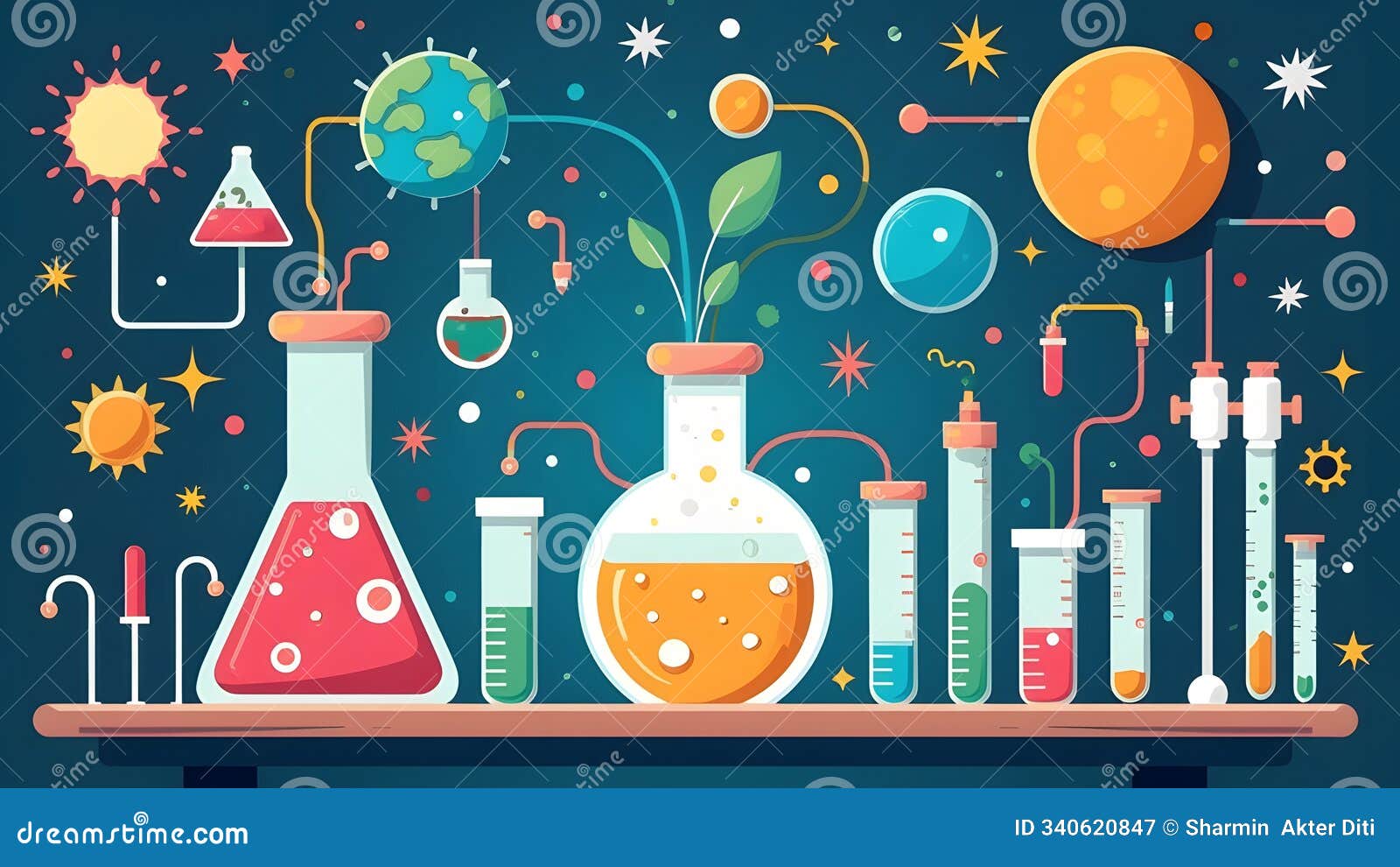 Flat Design Vector Illustration Concept of Science, Chemistry, Research ...