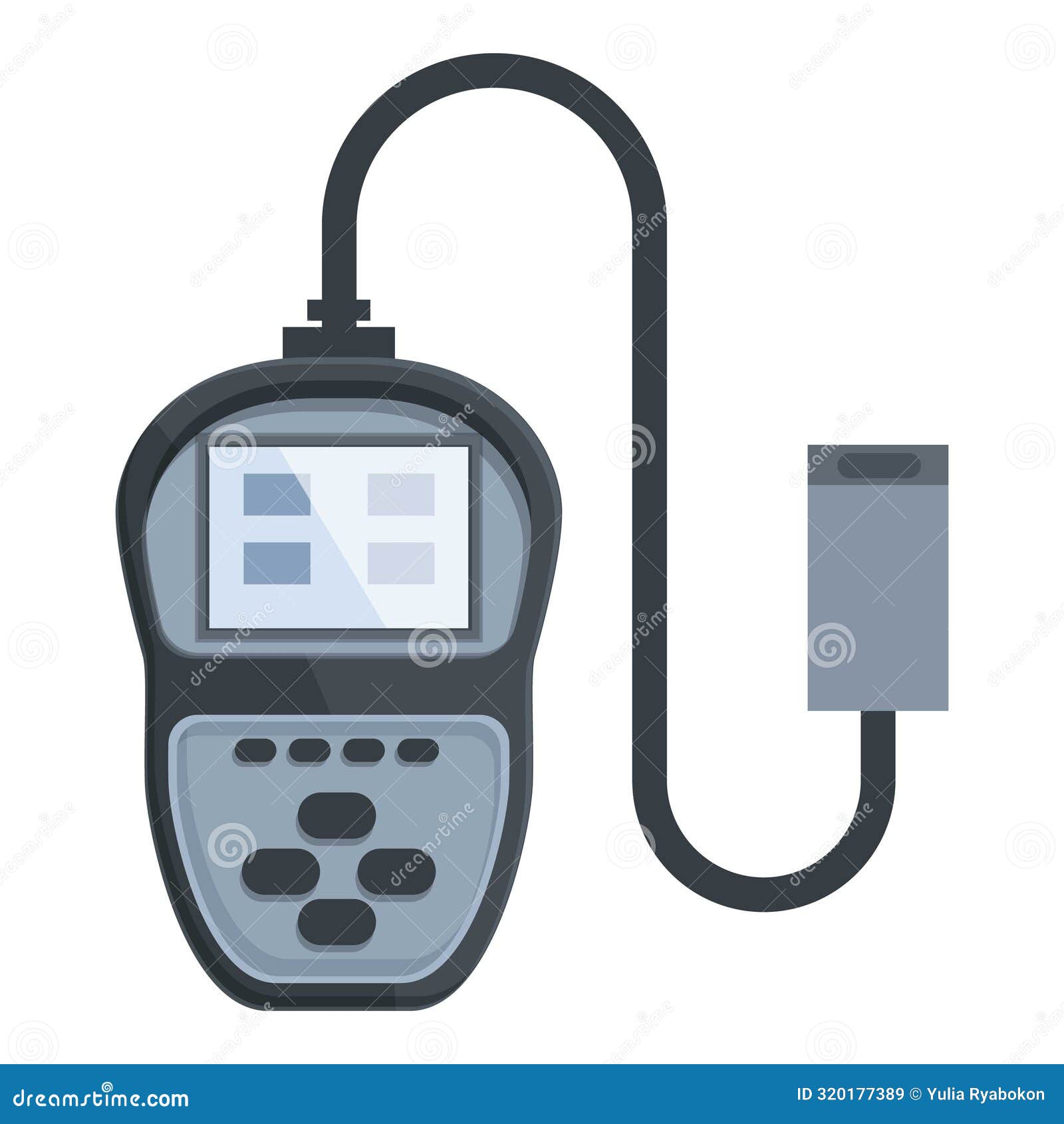 Flat Design Vector Illustration of a Digital Multimeter with Attached ...