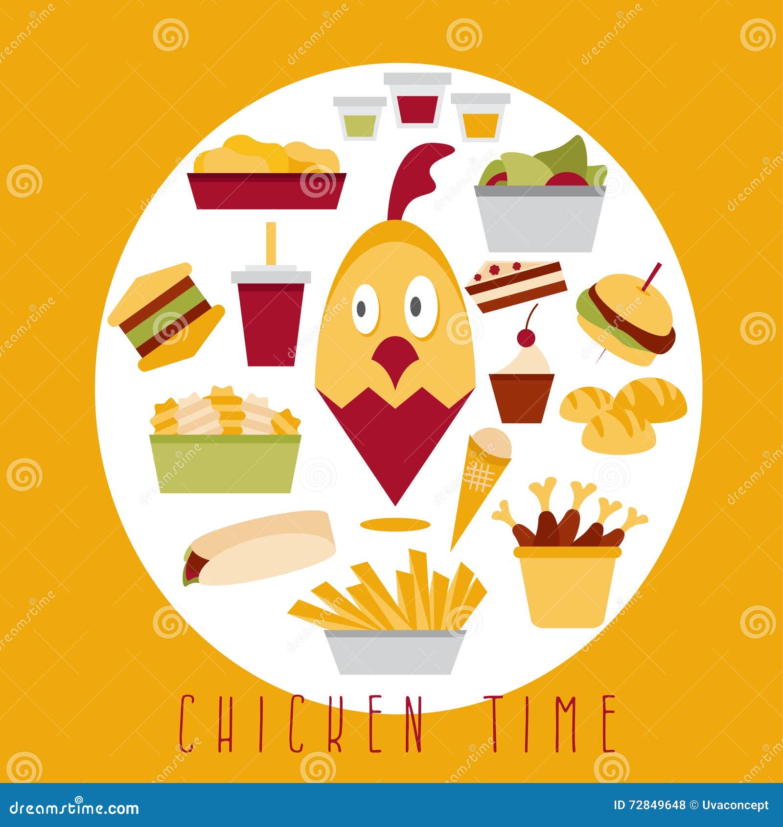 Flat Design Vector Illustration of Fast Food Restaurant Stock Vector ...