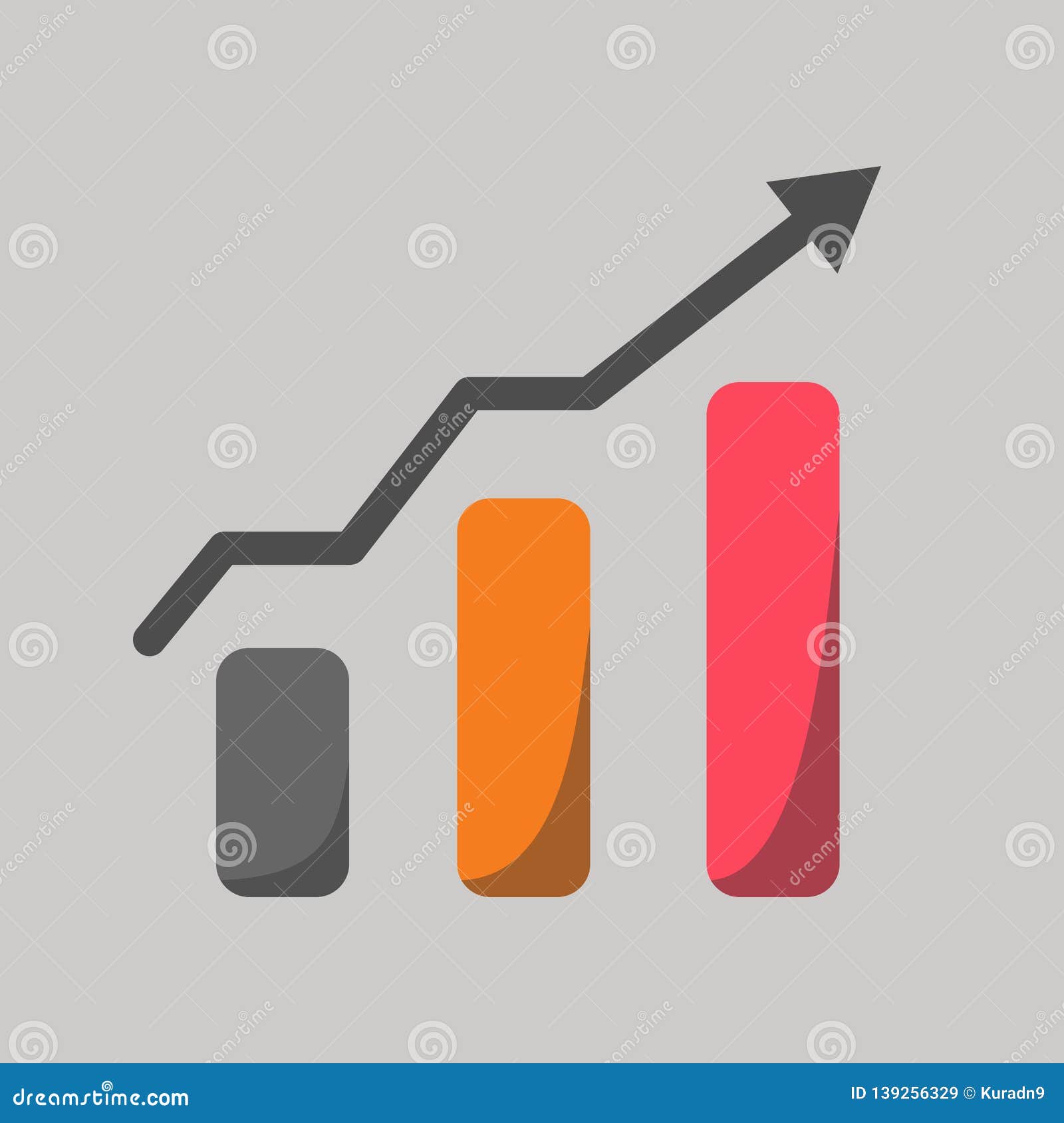 Flat Design Vector Illustration. Growing Graphic Chart from Time To ...