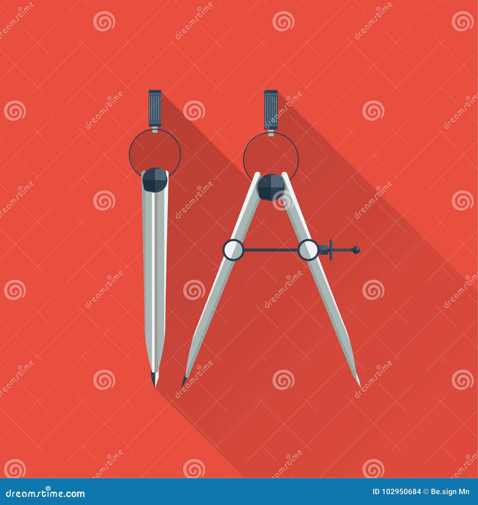 Pair of Compasses. Flat Design. Vector Illustration. Stock Illustration ...
