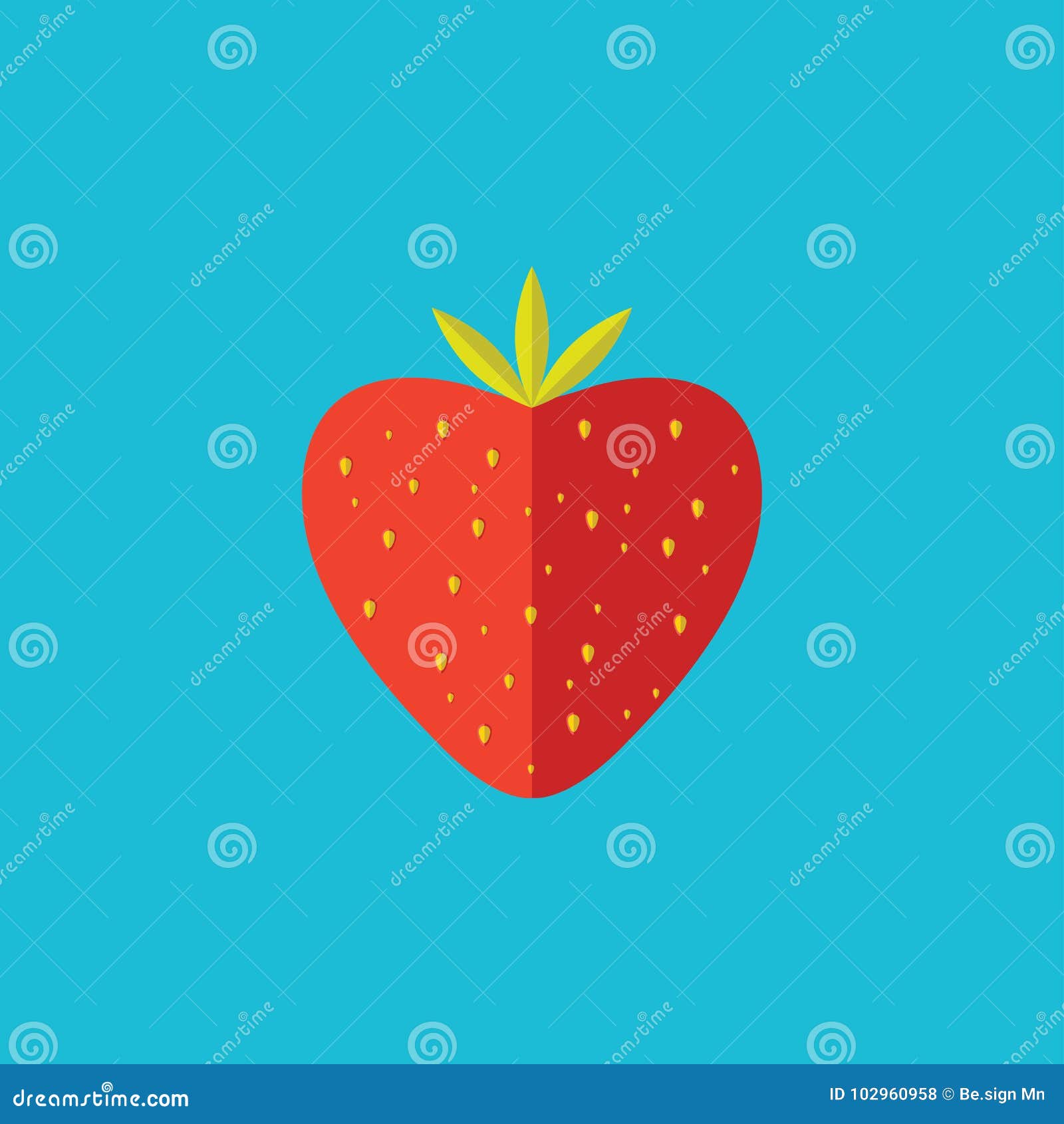 Strawberry Flat Icon. Vector Illustration Stock Illustration ...