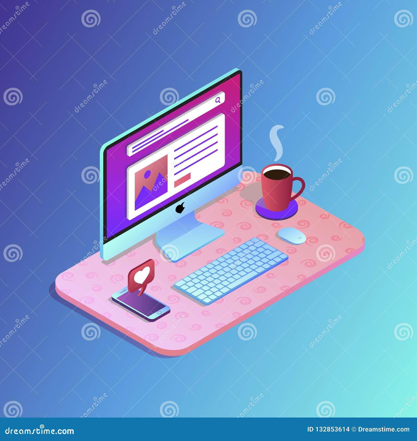Flat Design Vector Illustration of Mobile and Desktop Website Design ...