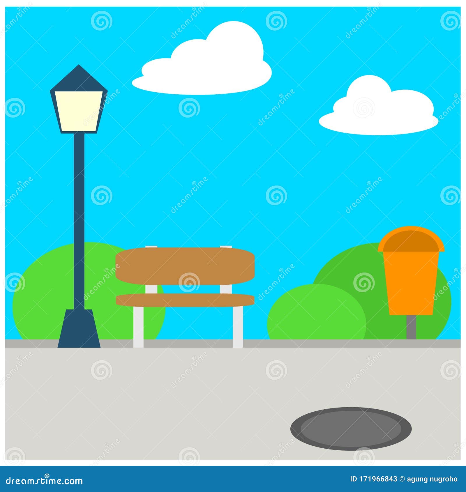 Vector Illustration Quiet Park in Town Stock Vector - Illustration of ...