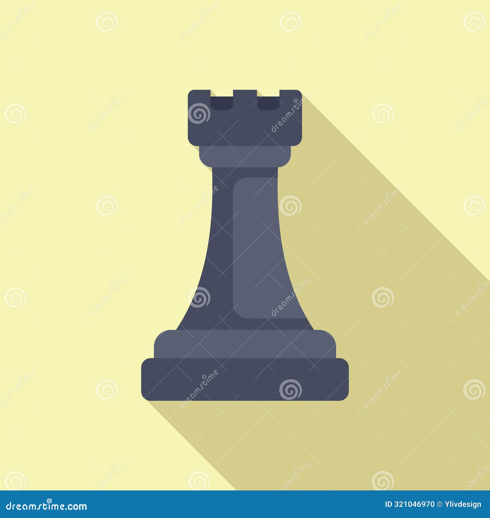 Flat Design Vector Illustration of a Rook Chess Piece Stock Vector ...