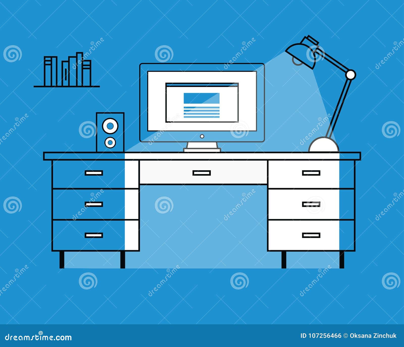 Flat Design Vector Illustration of Workstation Stock Vector ...