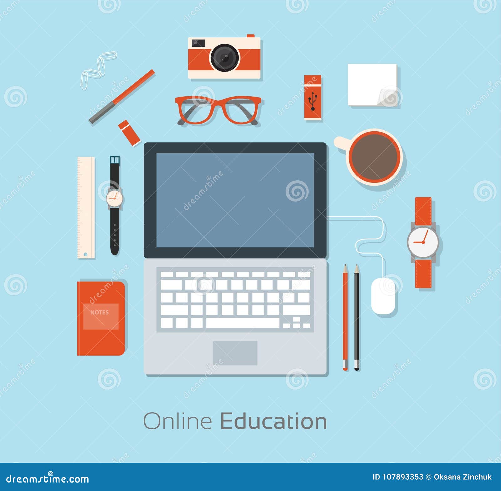 Flat Design Vector Illustration of Workstation Stock Vector ...