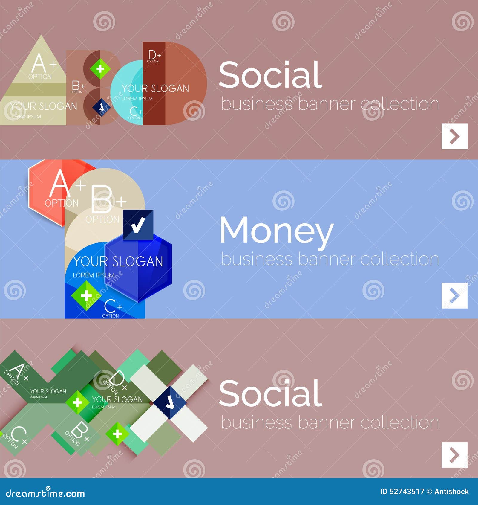 Flat Design Vector Infographic Banners with Stock Vector - Illustration ...