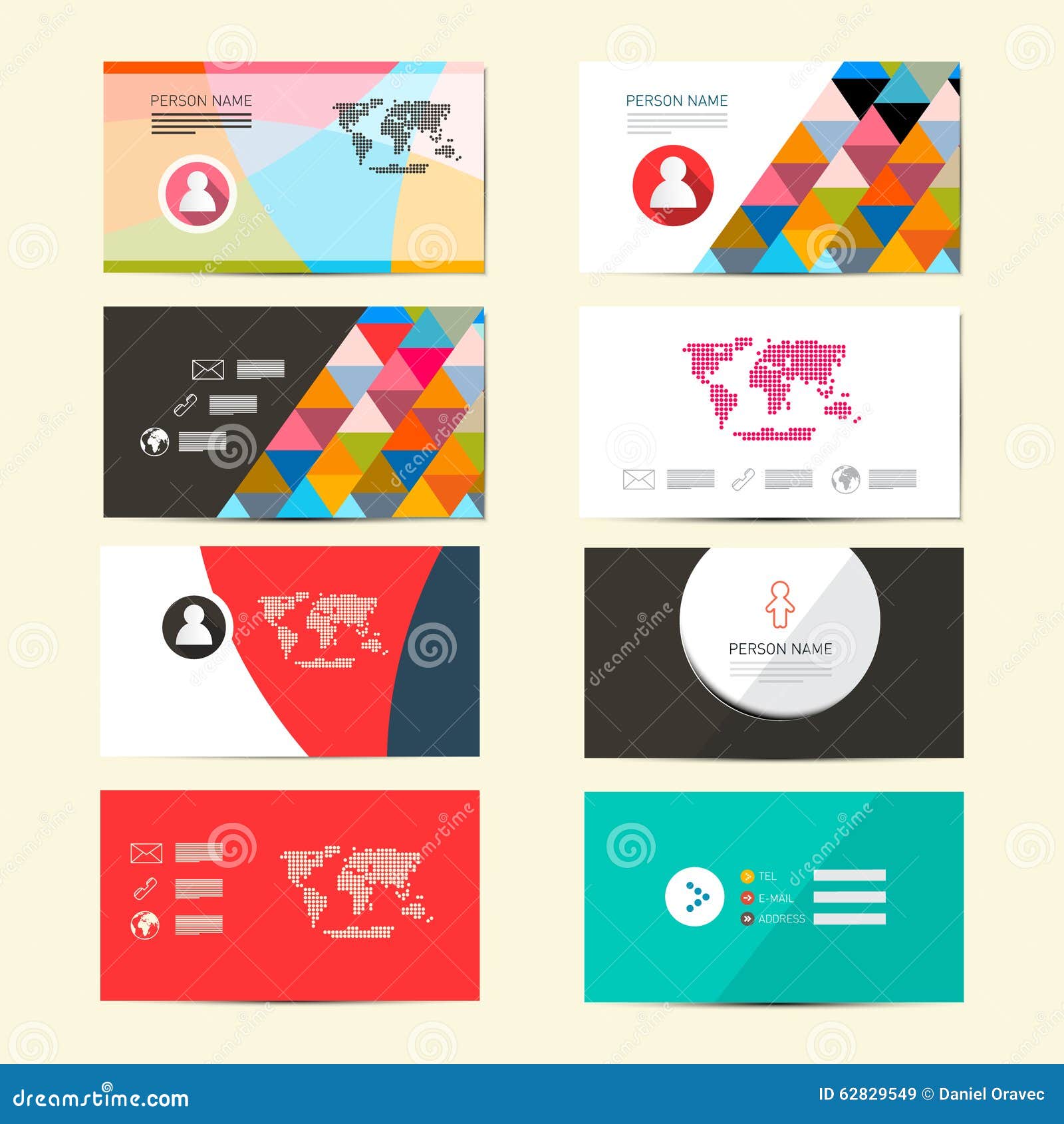 Flat Design Vector Paper Business Cards Stock Vector - Illustration of ...