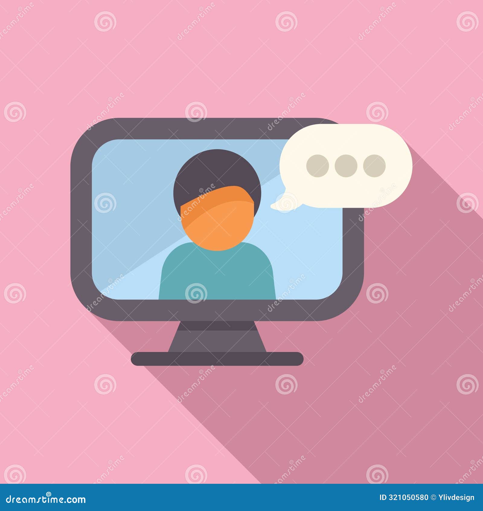 Flat Design Vector of Person on Computer Screen Engaging in a Virtual ...