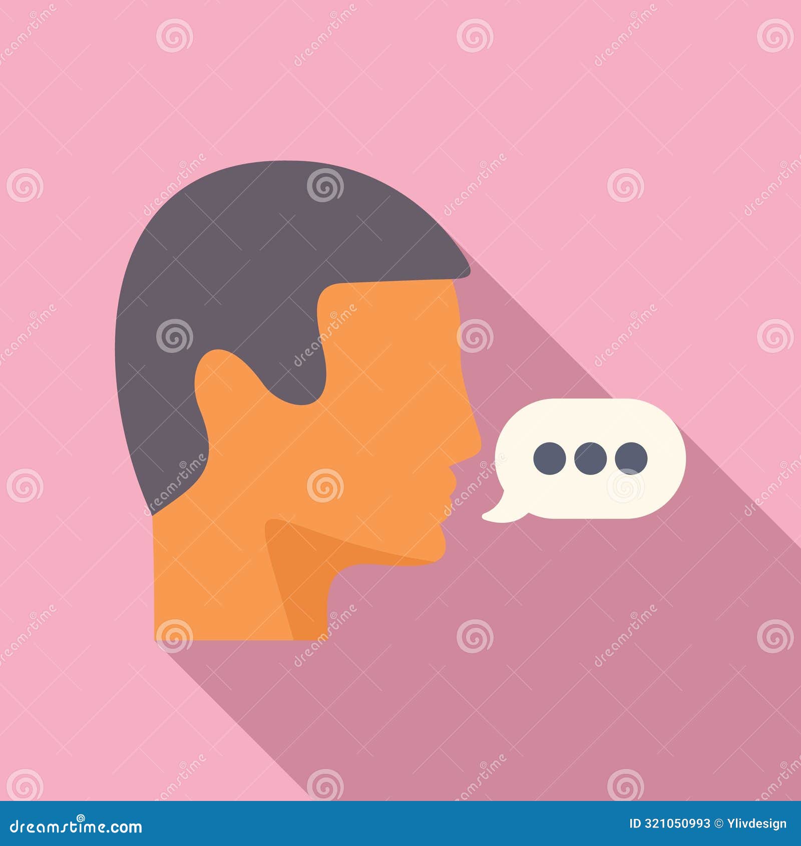 Human Profile with Speech Bubble Illustration Stock Illustration ...