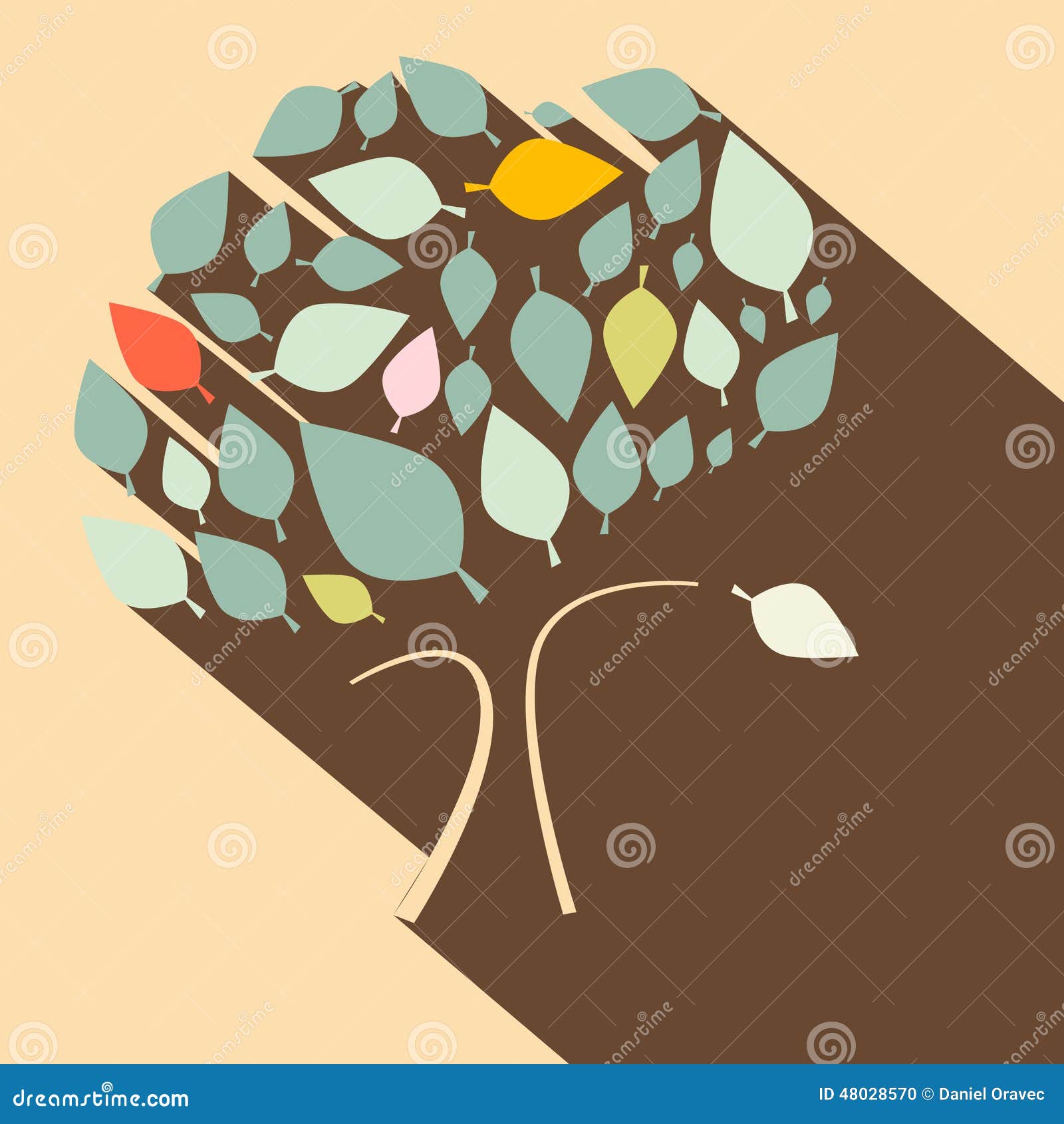 Flat Design Vector Retro Tree | CartoonDealer.com #48028570