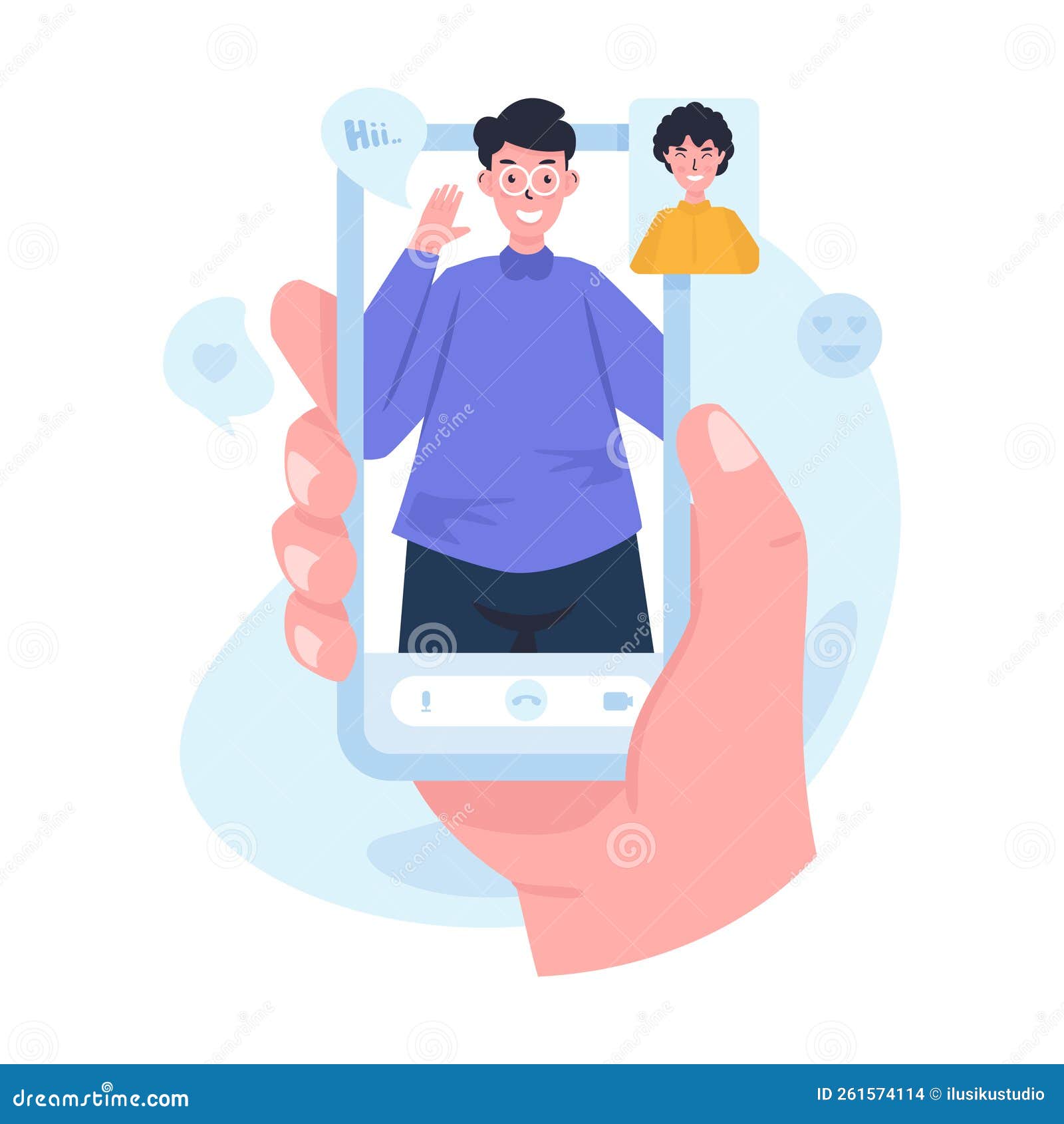 Flat Design Video Call Communication Design Stock Vector - Illustration ...