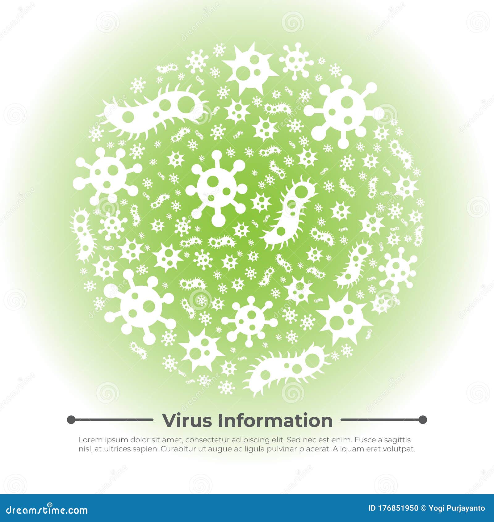 Flat Design Of Viruses, Bacterias And Germs. Vector Illustration ...