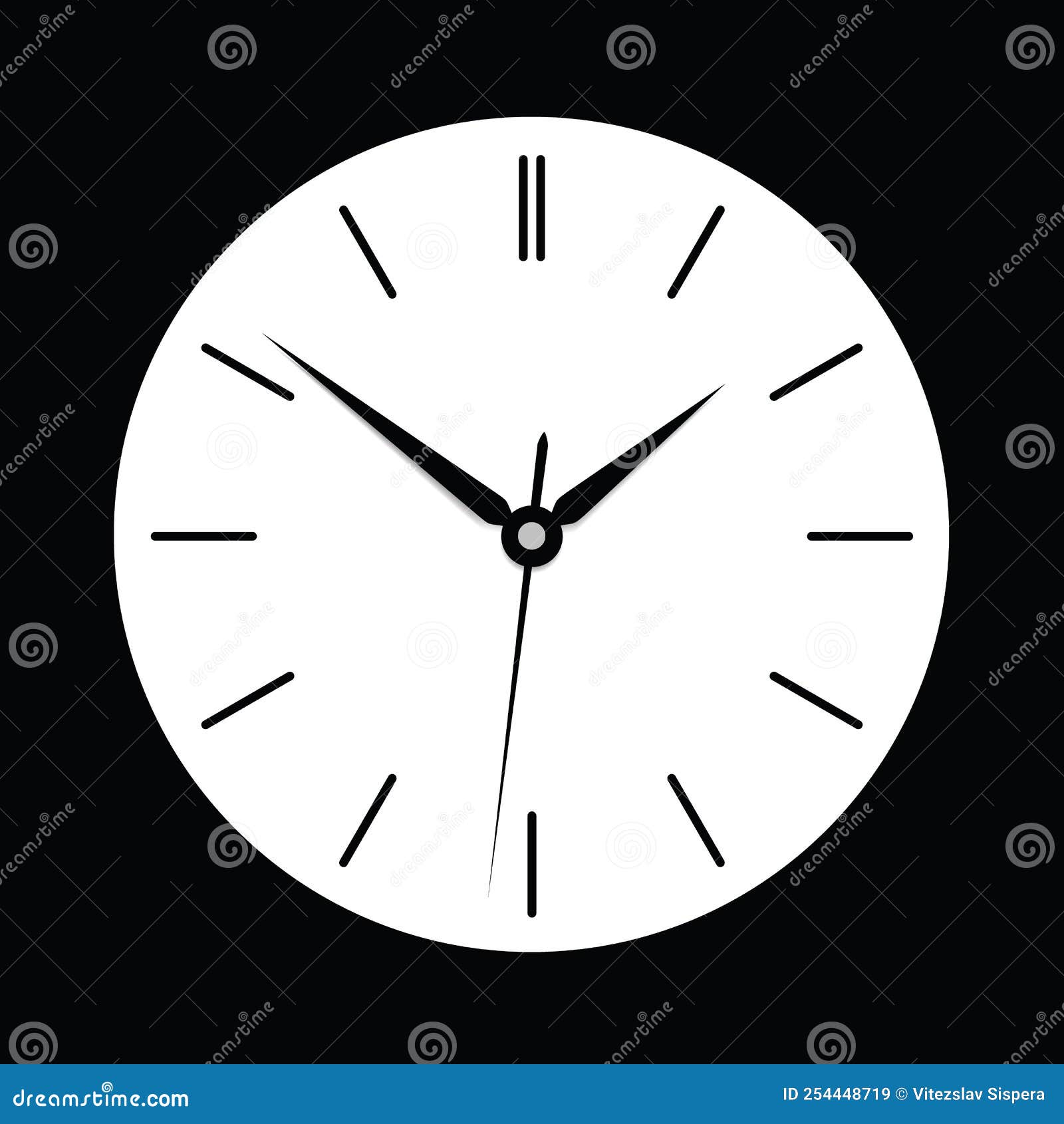 Flat Design Wall Clock Face with Hands without Numbers. Isolated on ...